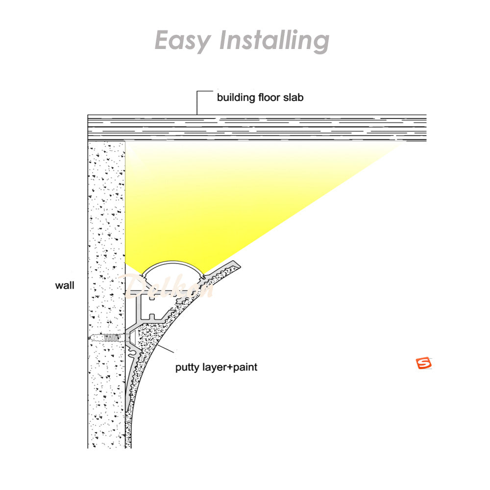 60*37mm Architectural Drywall LED Plaster in Profile Wall Ceiling Alum ...